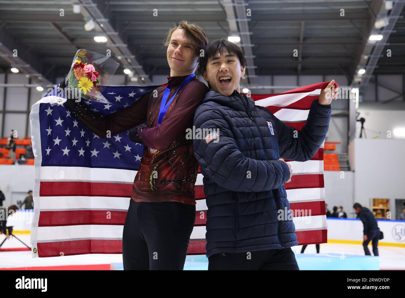 Osaka, Japan. 15th Sep, 2023. (L-R) Daniel MARTYNOV (USA), Michael XIE ...