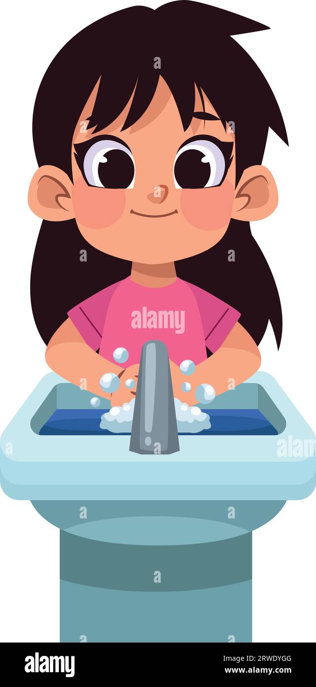kid washing hands routine Stock Vector Image & Art - Alamy