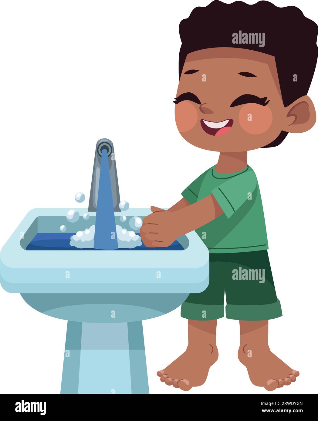 kid washing hands with soap Stock Vector Image & Art - Alamy