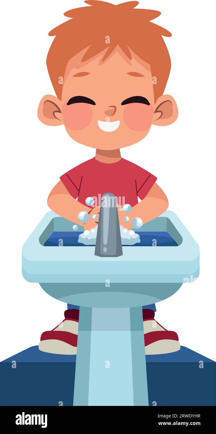 kid washing hands cartoon Stock Vector Image & Art - Alamy