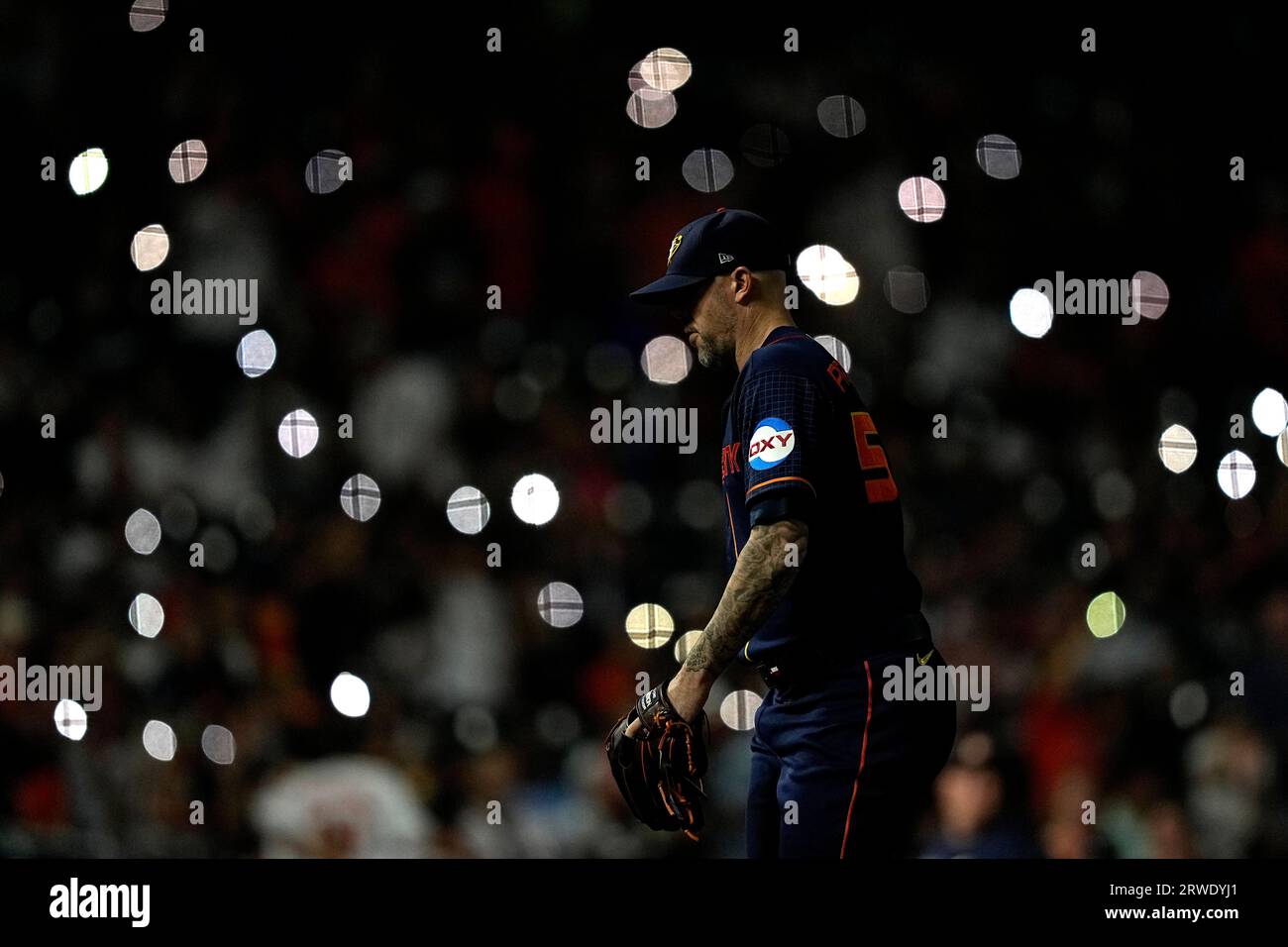 Houston Astros relief pitcher Ryan Pressly takes the mound to throw ...