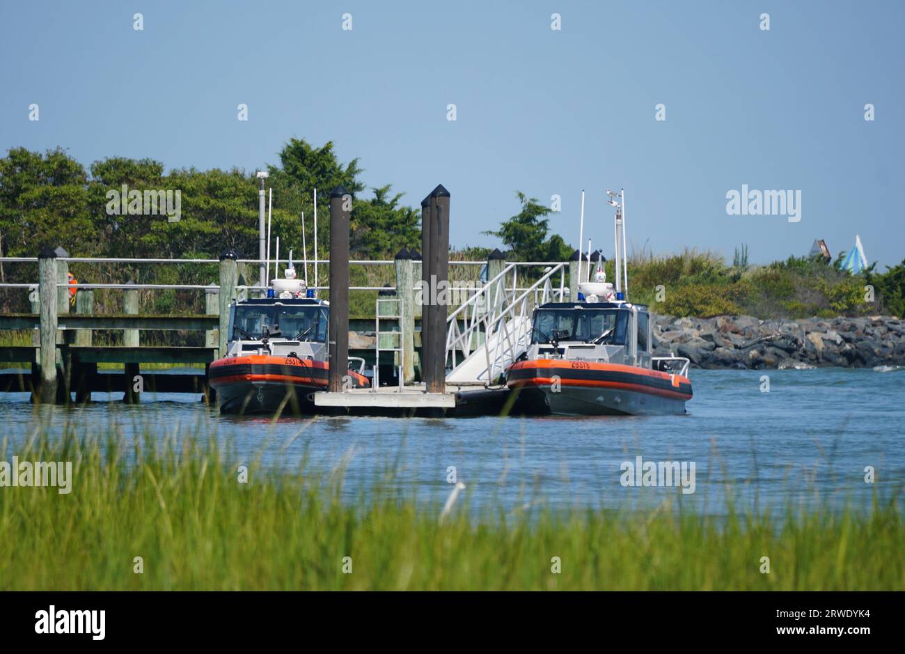 Lewes, Delaware, U.S.A - September 2, 2023 - Two U.S Coastal Guard ...