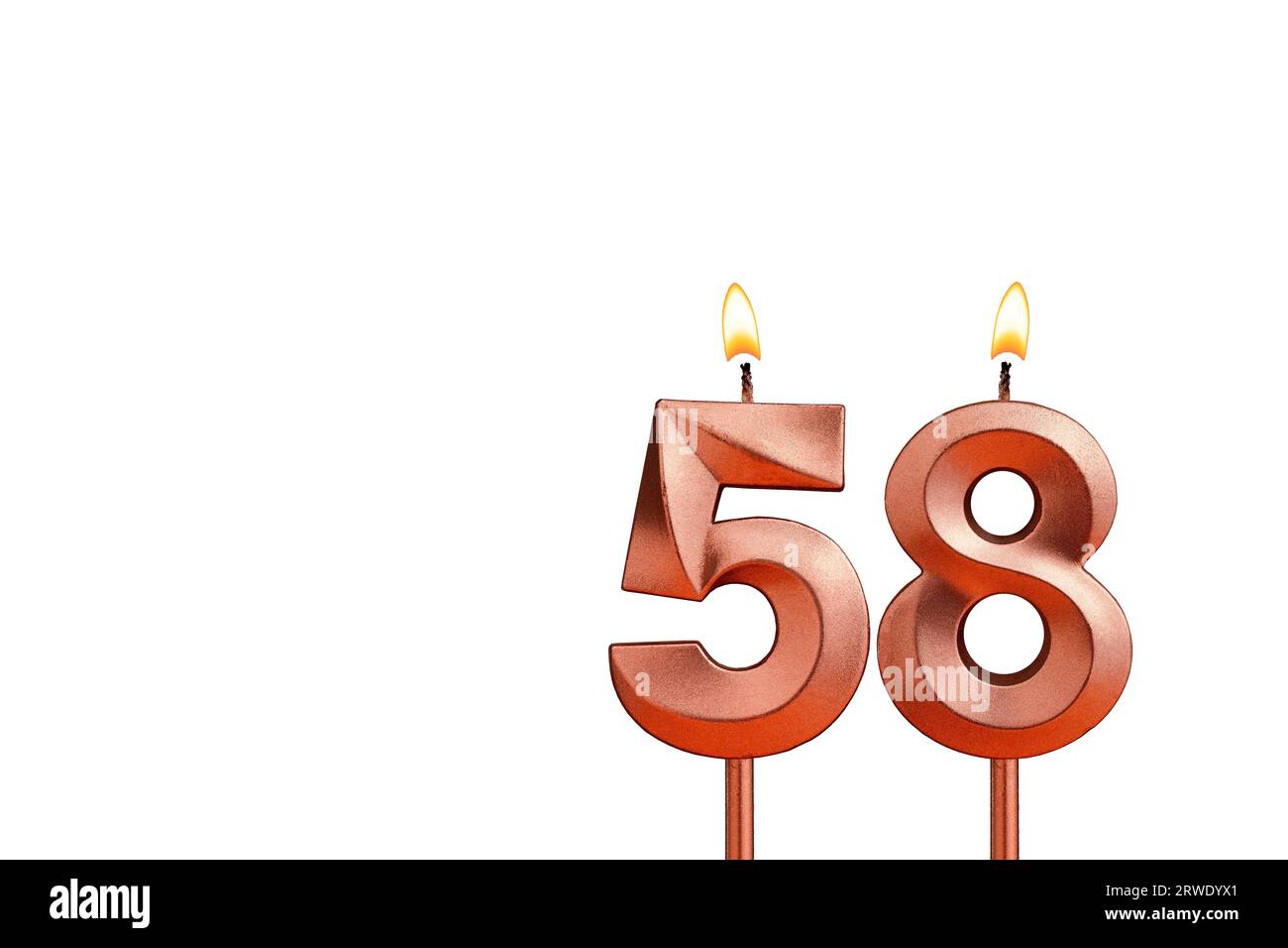 Birthday candle number 58 flame Cut Out Stock Images & Pictures - Alamy