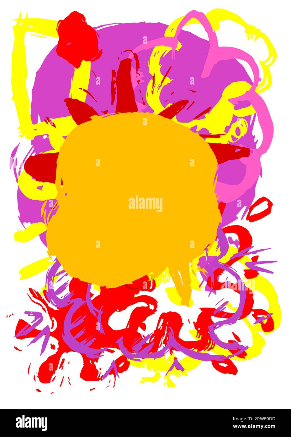 Purple, red and yellow graffiti speech bubble. Abstract modern ...