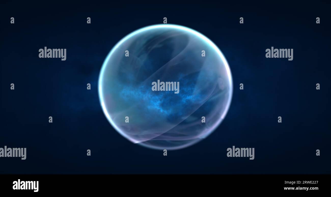 Abstract blue energy sphere round glowing magical digital futuristic ...