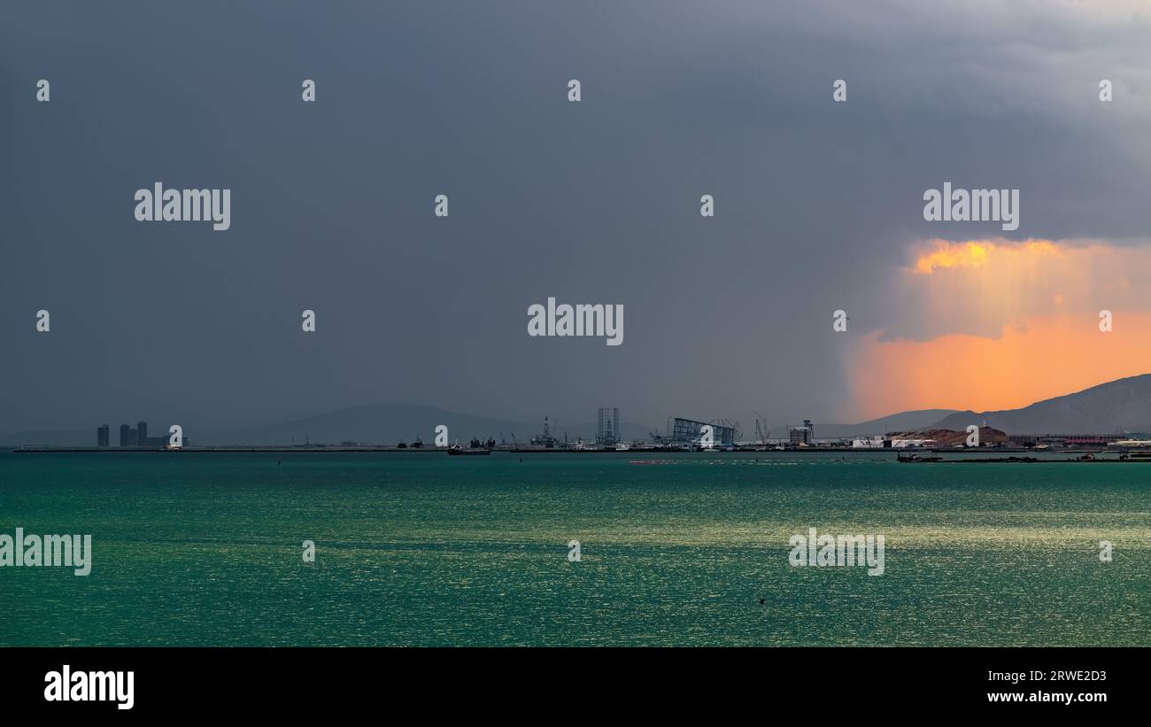 Storm over the sea, rain cyclone Stock Photo - Alamy