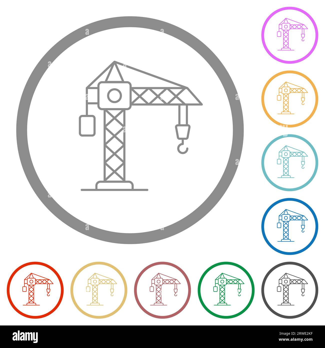 Construction crane flat color icons in round outlines on white background Stock Vector Image ...