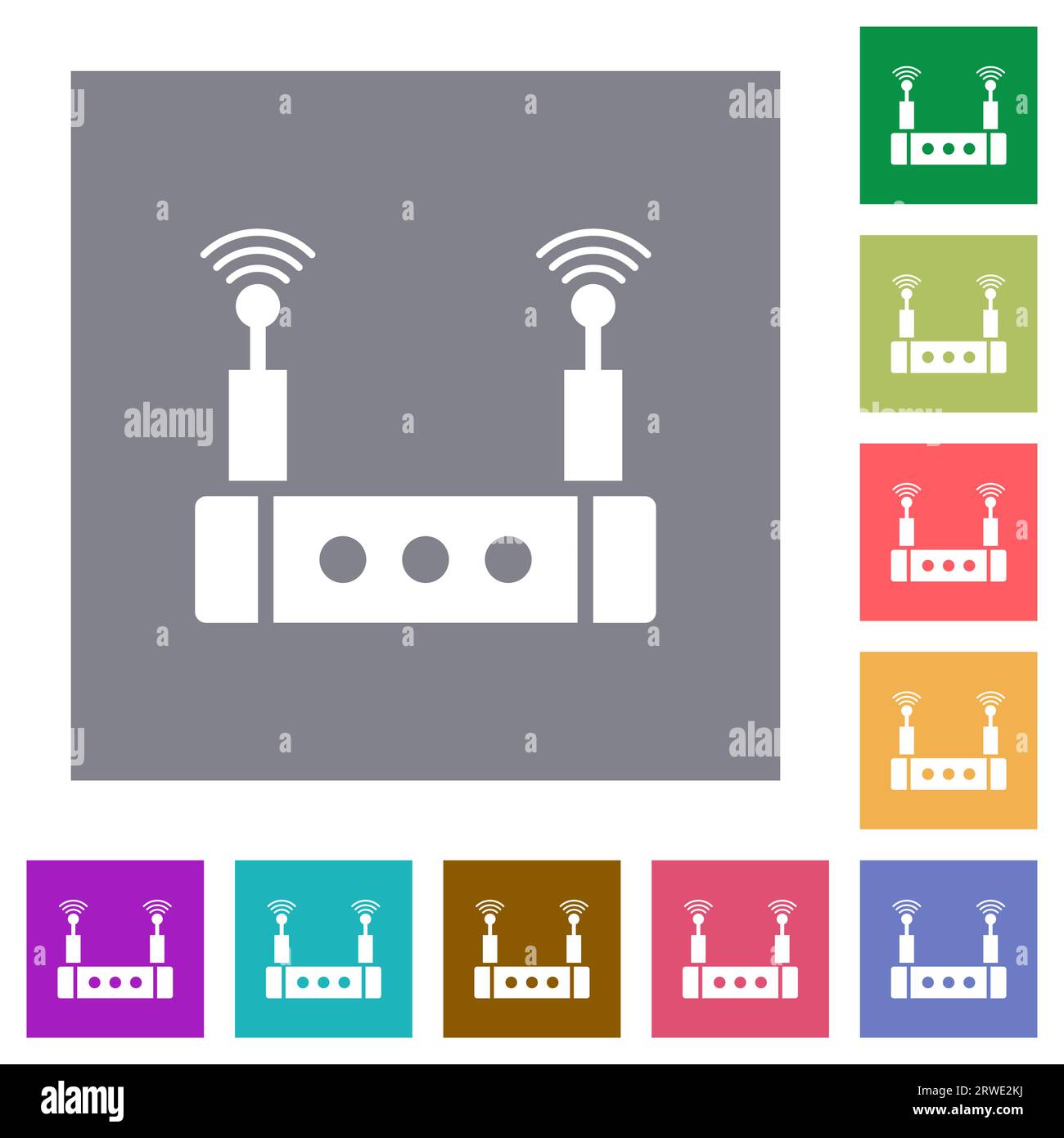Wifi router flat icons on simple color square backgrounds Stock Vector ...