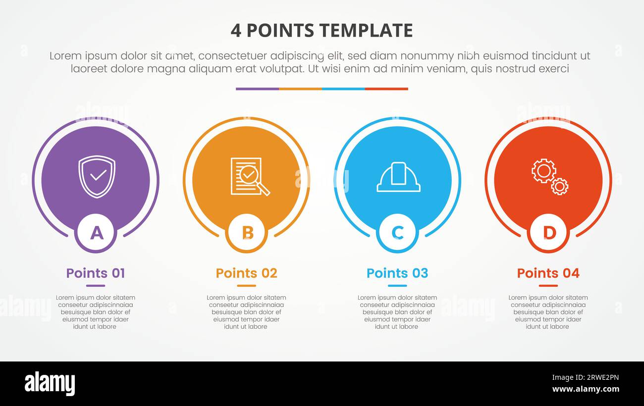 4 points stage template infographic concept for slide presentation with ...