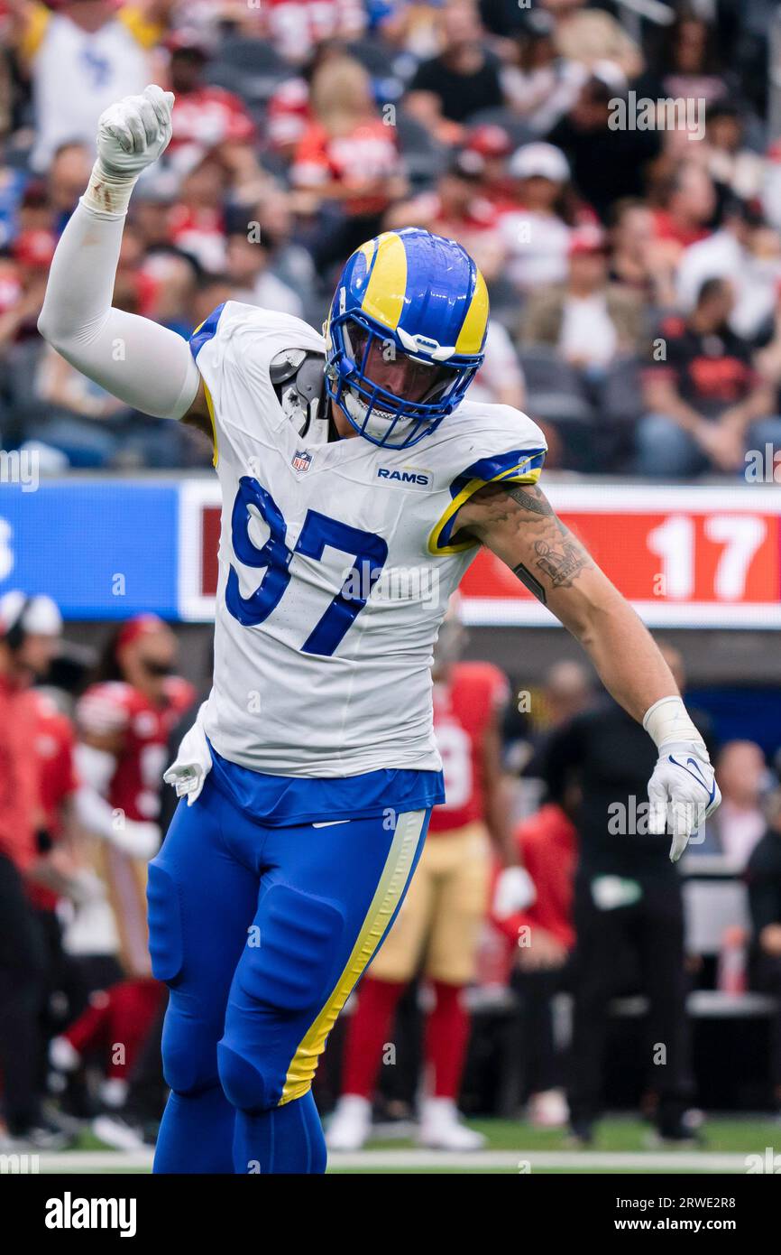 Los Angeles Rams linebacker Michael Hoecht (97) celebrates during a NFL ...