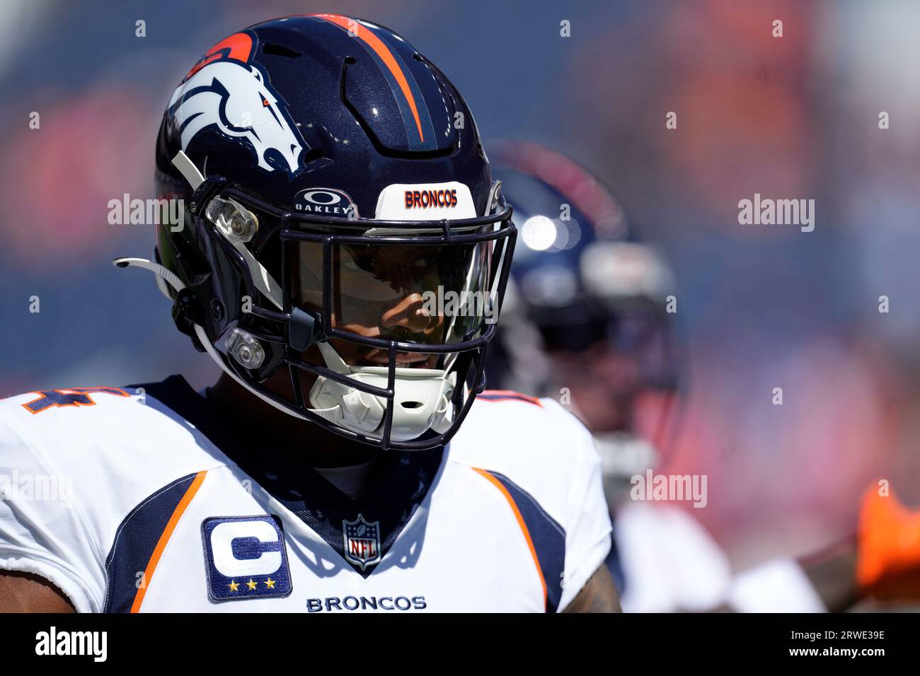 Denver Broncos wide receiver Courtland Sutton (14) warms up before an ...