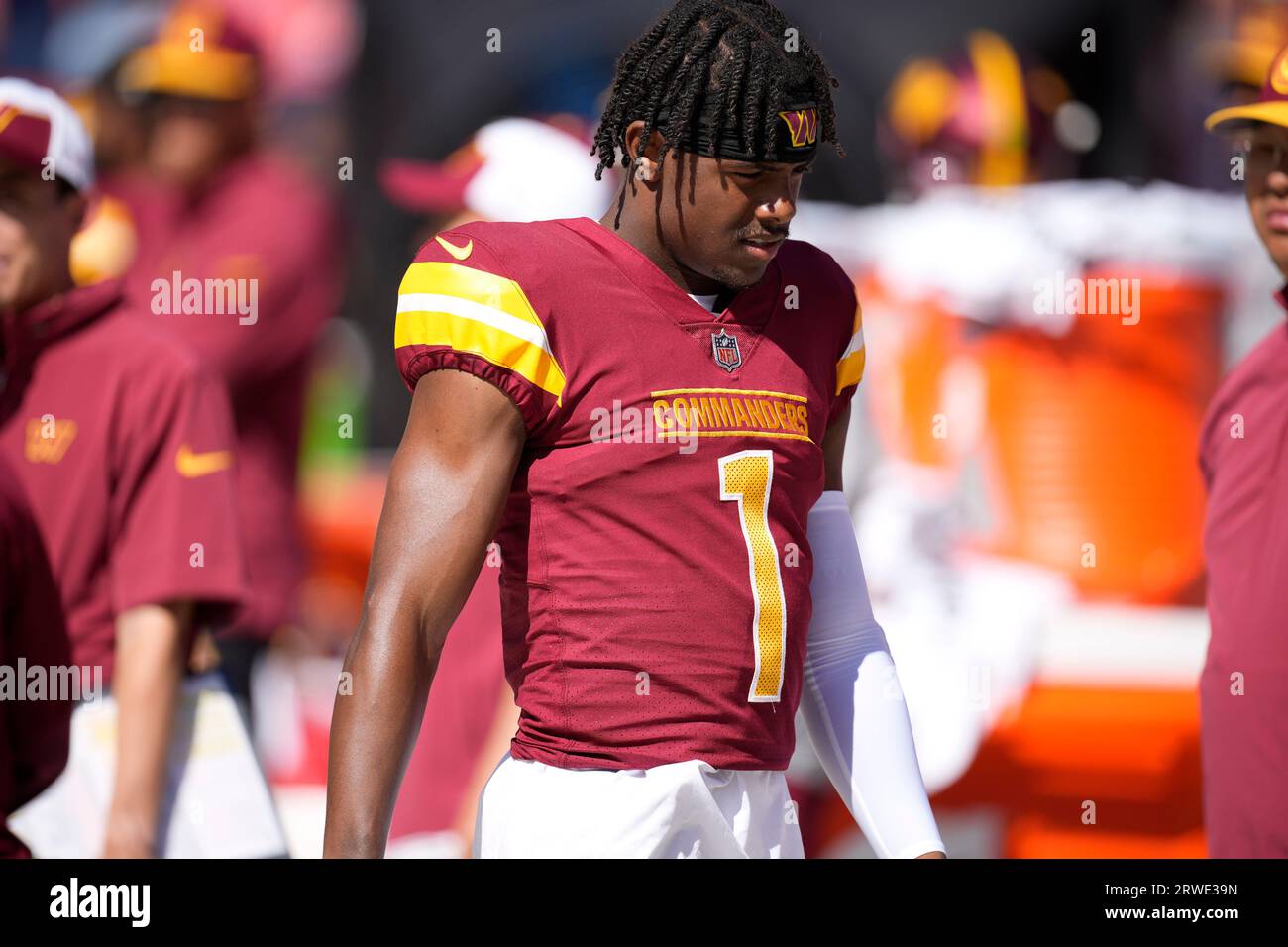 Washington Commanders wide receiver Jahan Dotson (1) in the first half ...