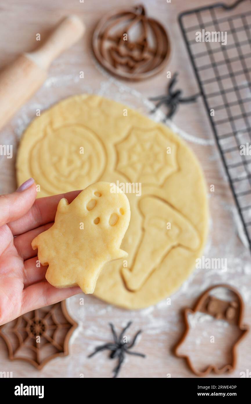 Preparation of festive cookies for baking in the oven. Ready-to-bake ...