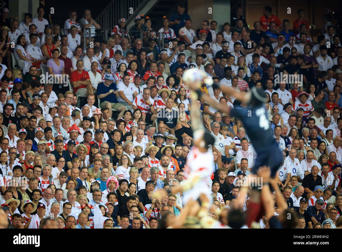 Nice, France. 17th Sep, 2023. fans are concentred on a touch action ...
