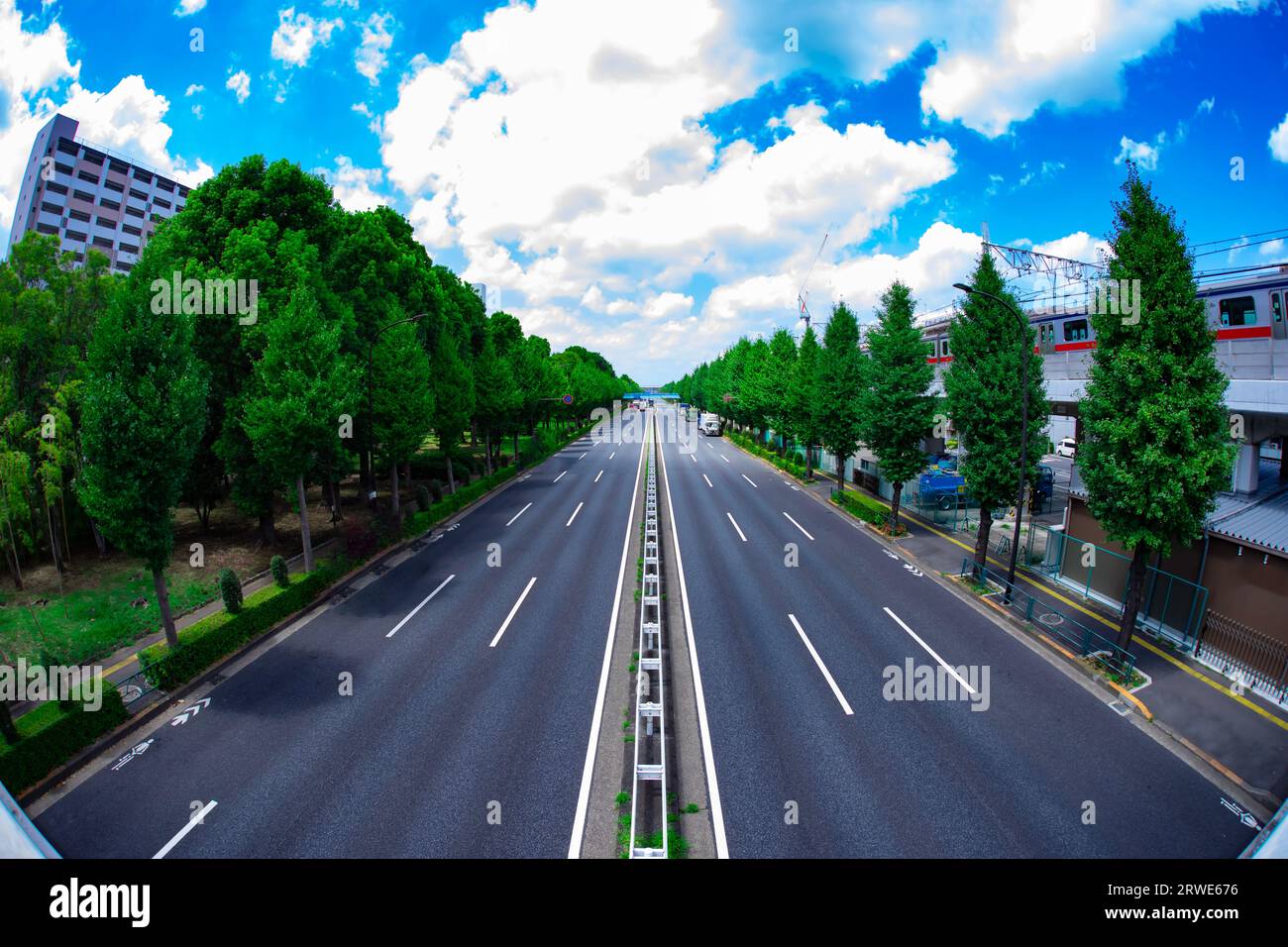 An empty downtown street in Takashimadaira Tokyo wide shot Stock Photo ...