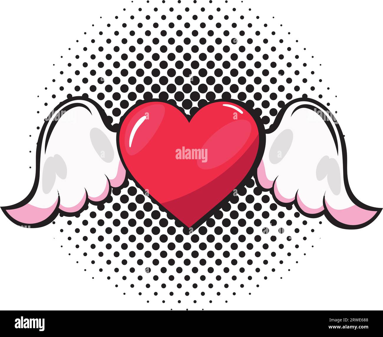 love pop art heart with wings Stock Vector Image & Art - Alamy