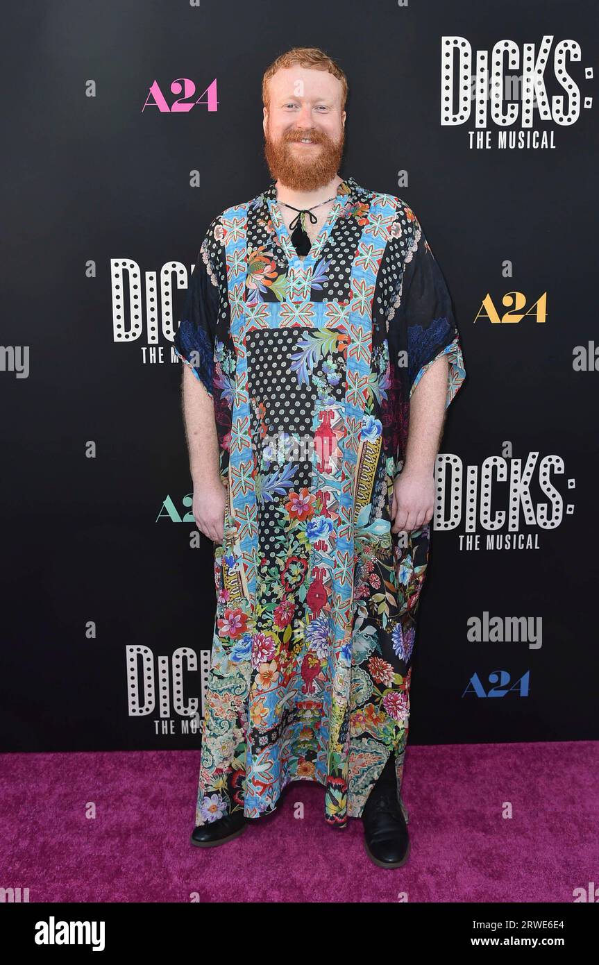 Karl St. Lucy arrives at the premiere of "Dicks: The Musical" on Monday ...
