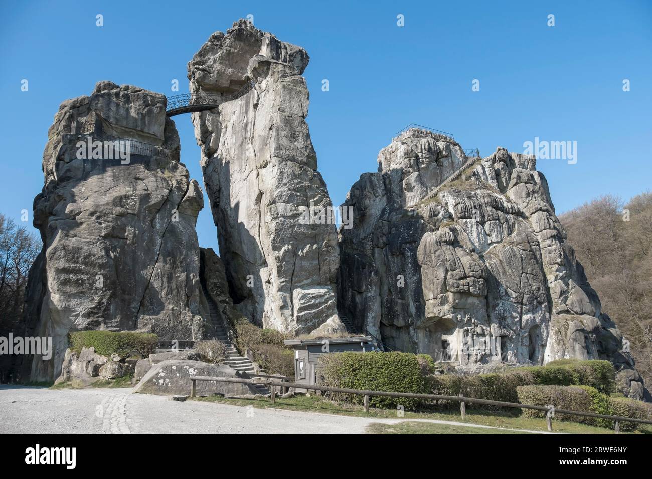 Externsteine, sandstone formation, Teutoburg Forest, Horn-Bad Meinberg ...