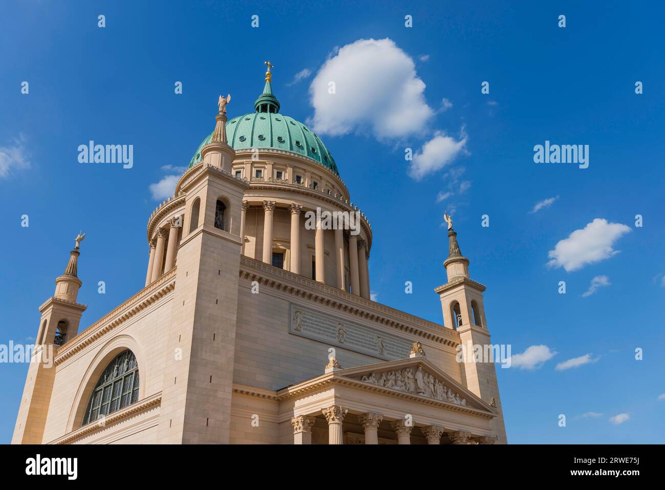 St. Nicholas Church on the old market square in Potsdam near Berlin ...
