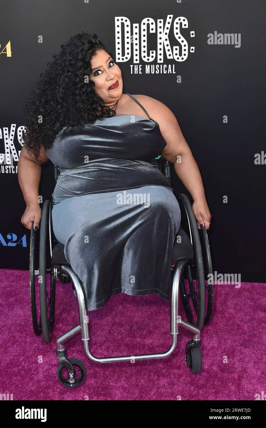 Danielle Perez arrives at the premiere of "Dicks: The Musical" on ...