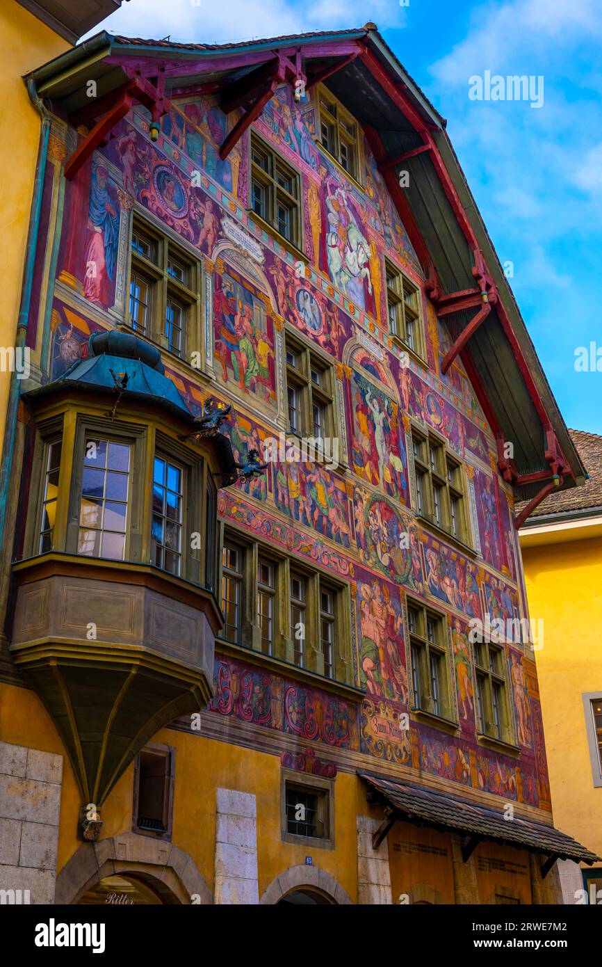 Beautiful Middle Ages Building with Painting in a Sunny Day in ...