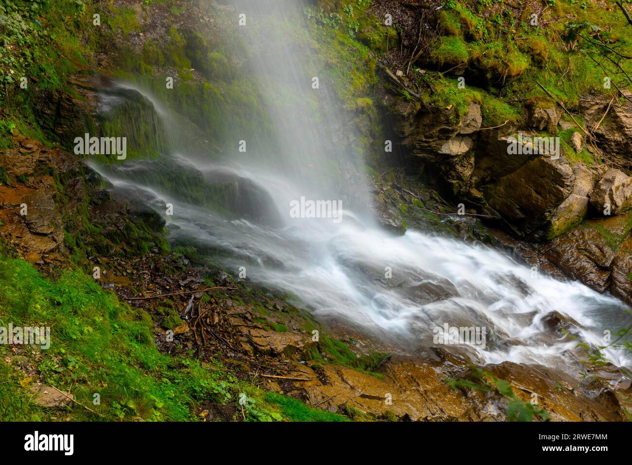 The Giessbach Waterfall on the Mountain Side in Long Exposure in Brienz ...