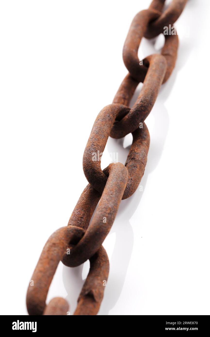 Old rusty chain on white background with natural shadows Stock Photo ...