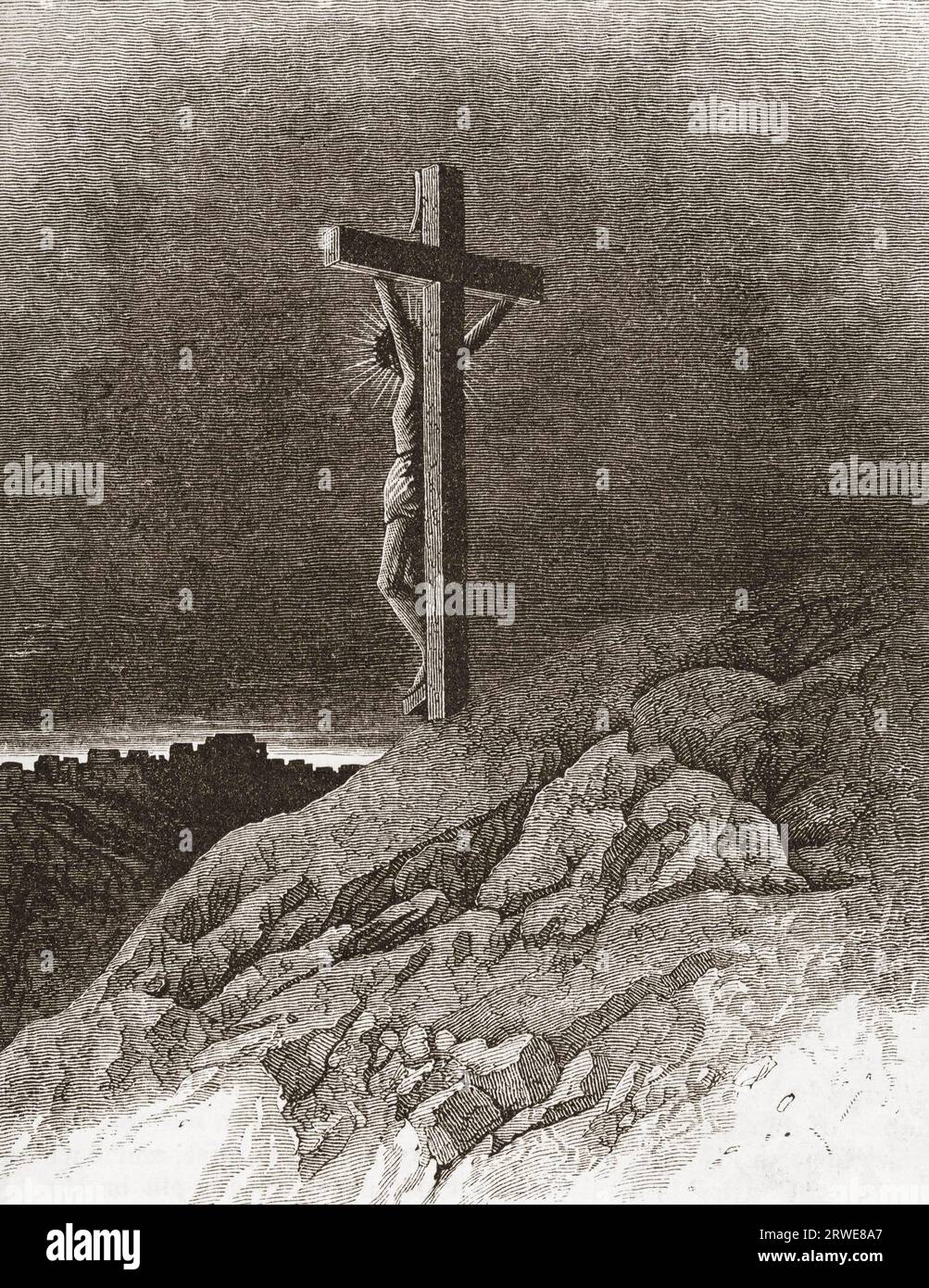 Crucifixion of Jesus. Illustration source: Harpers Monthly Magazine may ...