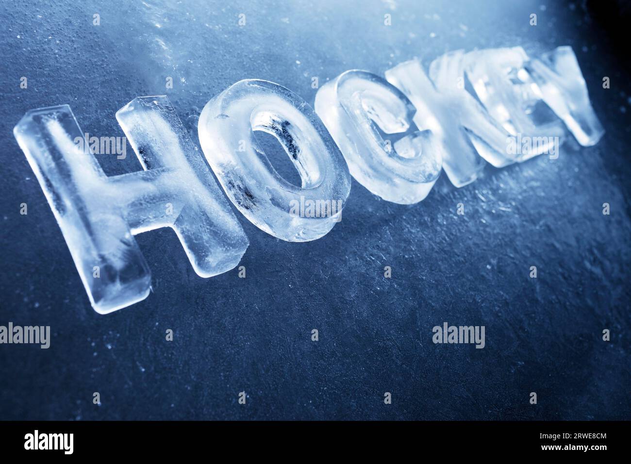 Word Hockey made of real ice letters on ice background Stock Photo - Alamy