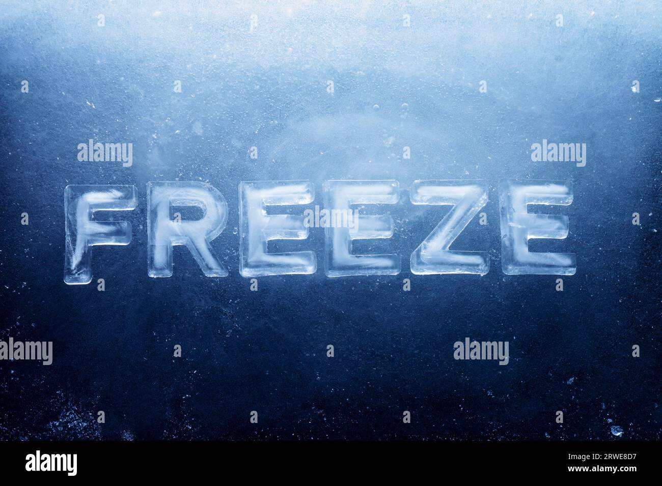 Word Freeze made of letters made of real ice Stock Photo - Alamy