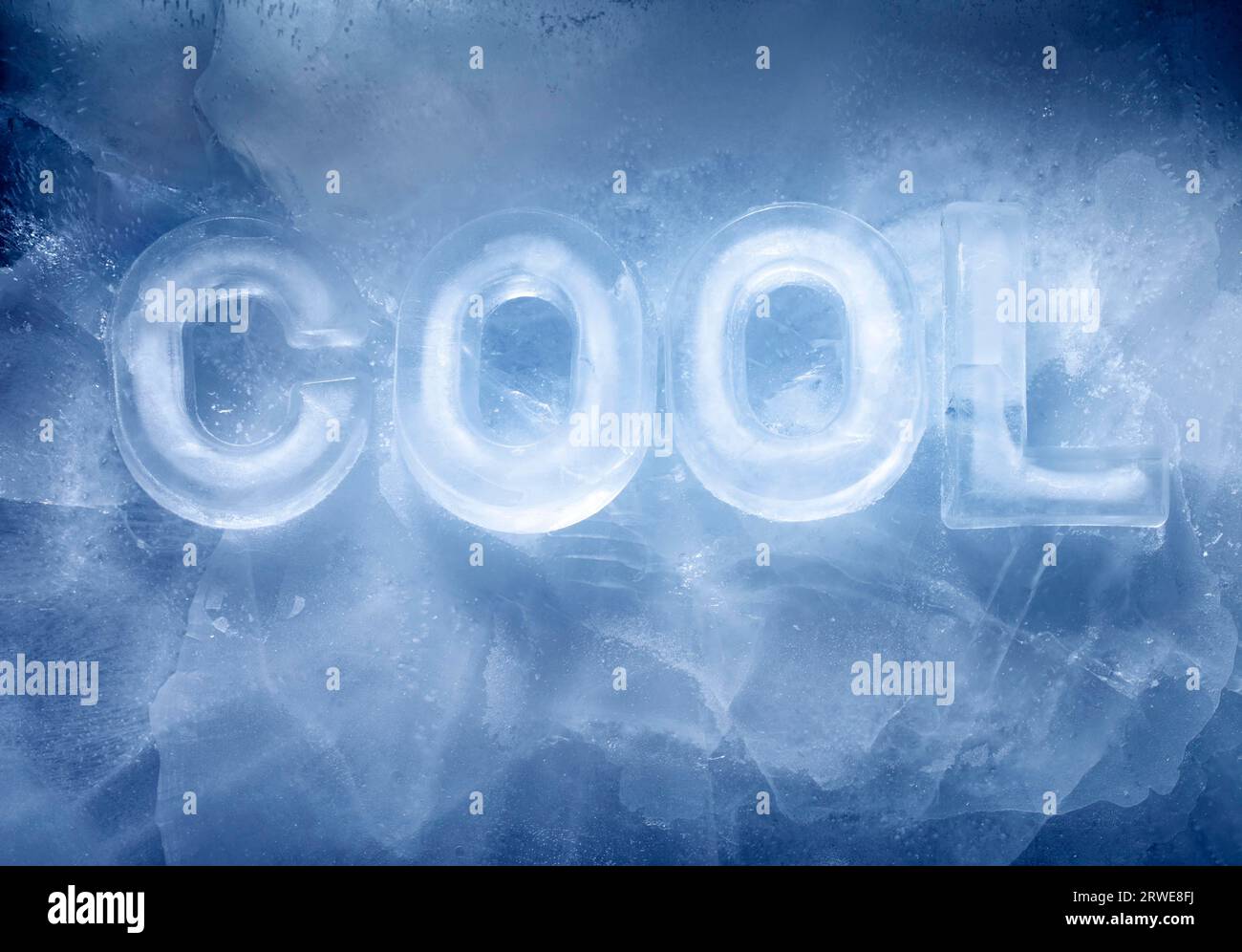 Word COOL made with real ice letters on ice Stock Photo - Alamy