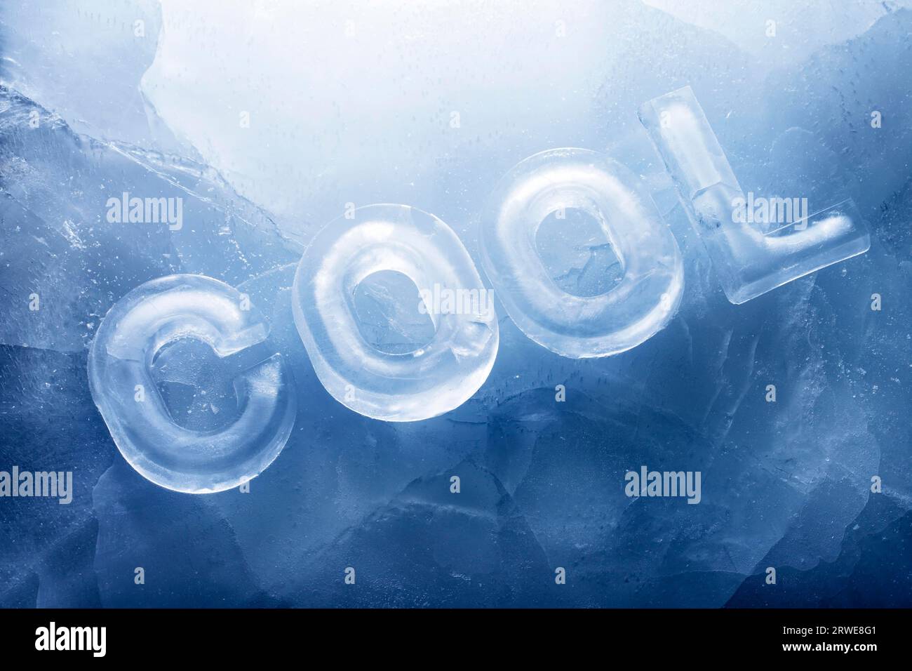 Word COOL made with real ice letters on ice Stock Photo - Alamy