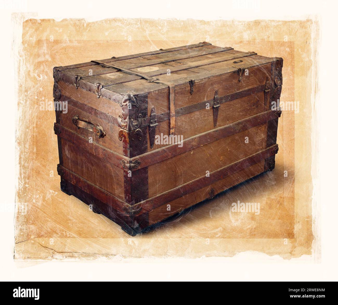 Grainy and gritty image of an old steamer trunk Stock Photo - Alamy