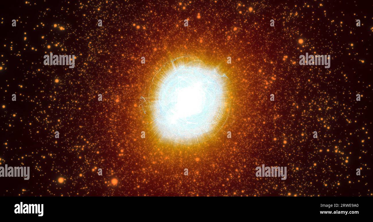 yellow fiery solar star energy sphere sphere with energy explosion in ...