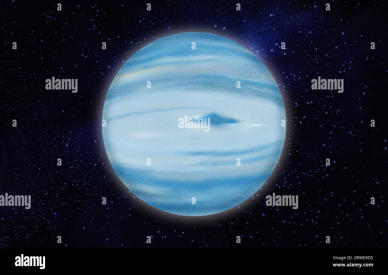 Neptune - the final planet in our solar system. Nighttime starry sky ...