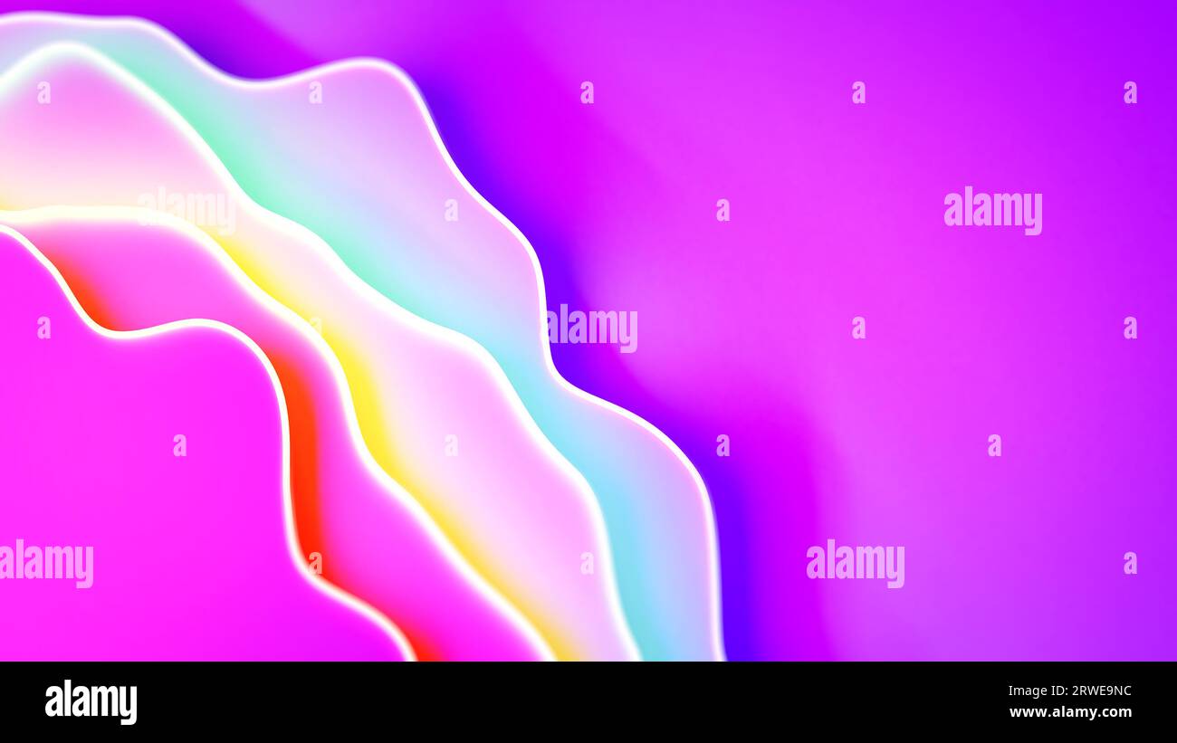 colorful bright rainbow fervent curved objects on rose background ...