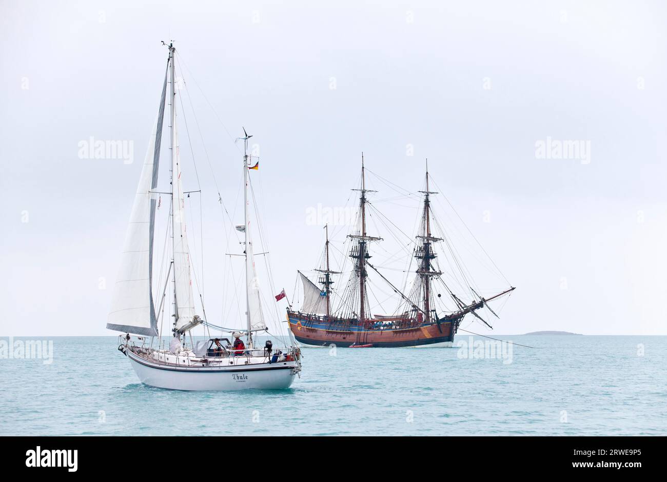 Captain Cook's ship Endevour meets German sailing yacht in the Torres ...