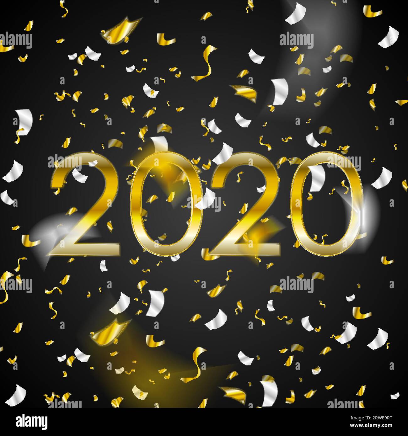 2020 golden New Year abstract background with confetti. Vector ...