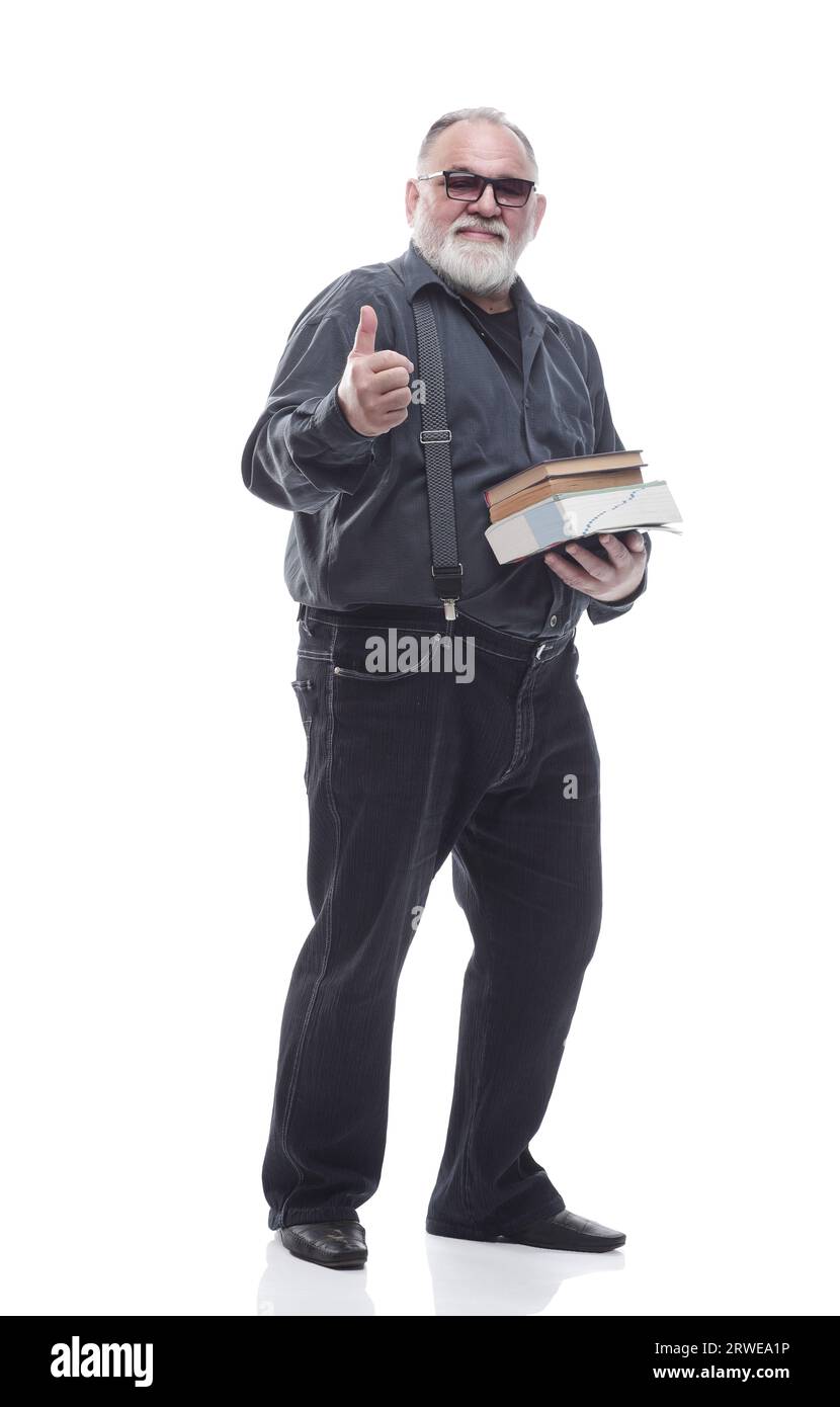 adult man with a stack of documents . isolated on a white Stock Photo ...