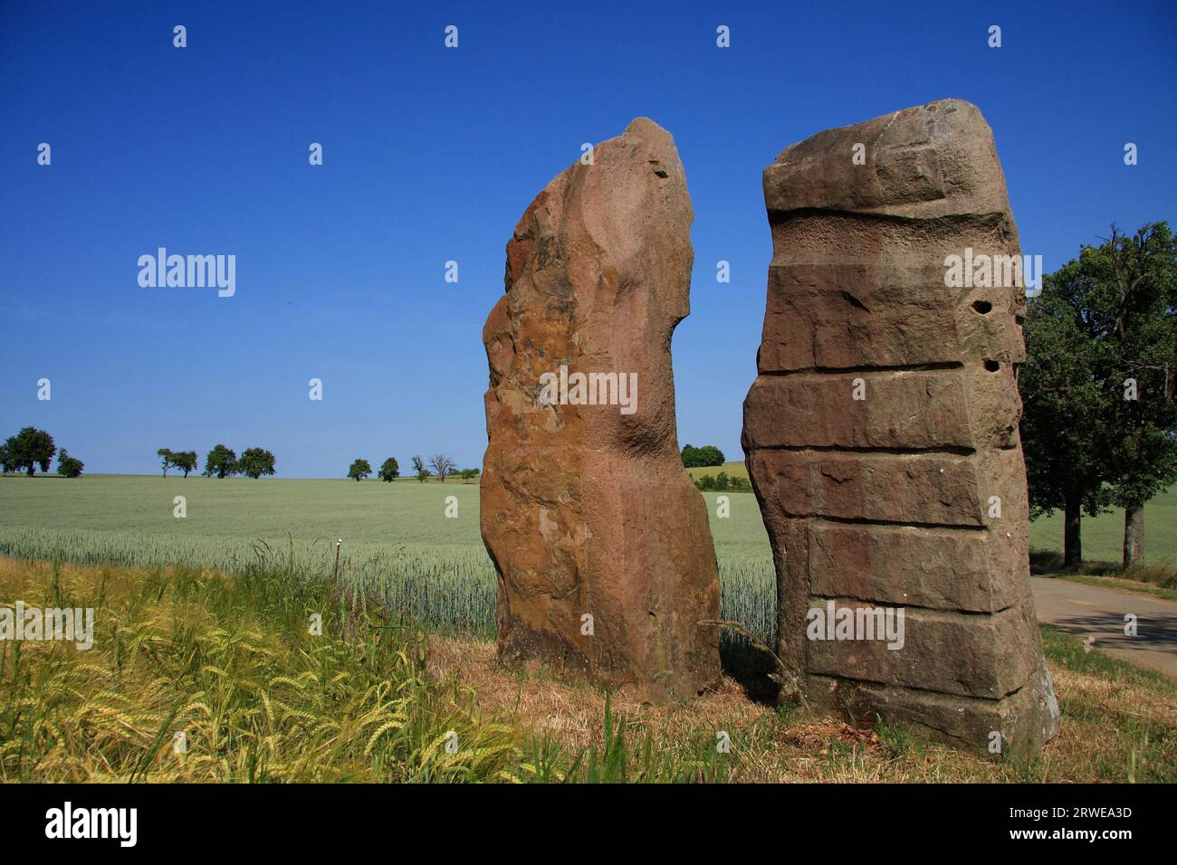 Two sculptures created by artists on the Road of Peace in Wellingen ...
