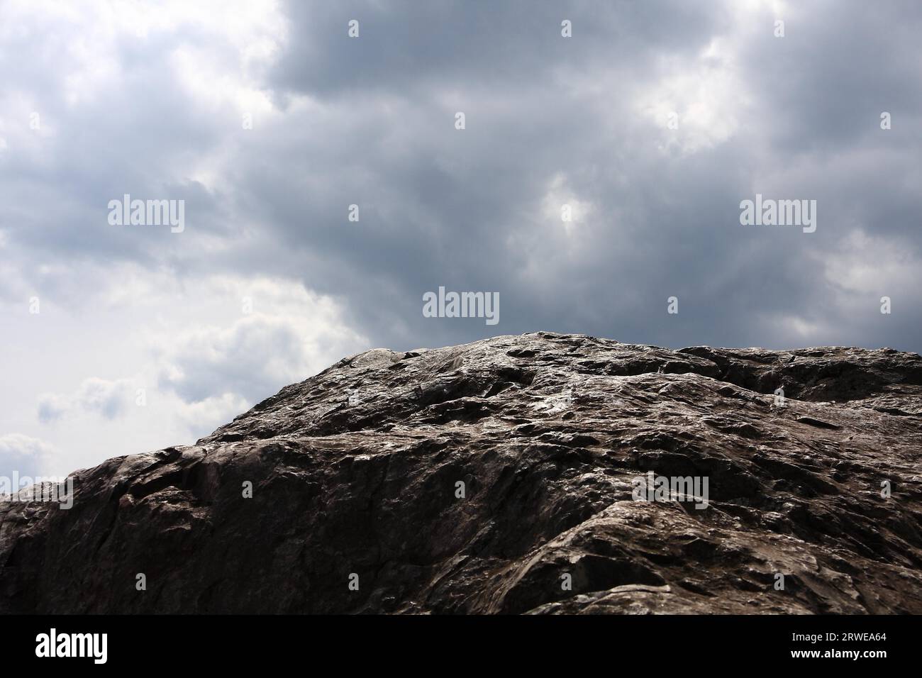 The Litermont rock in Nalbach, Saarland, background of approaching bad ...