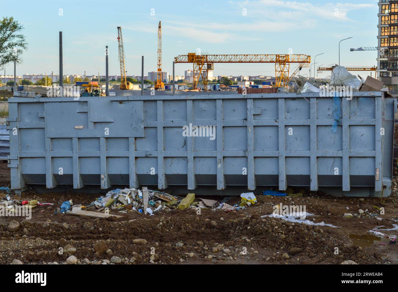 large metal container for the collection of construction waste. in the ...