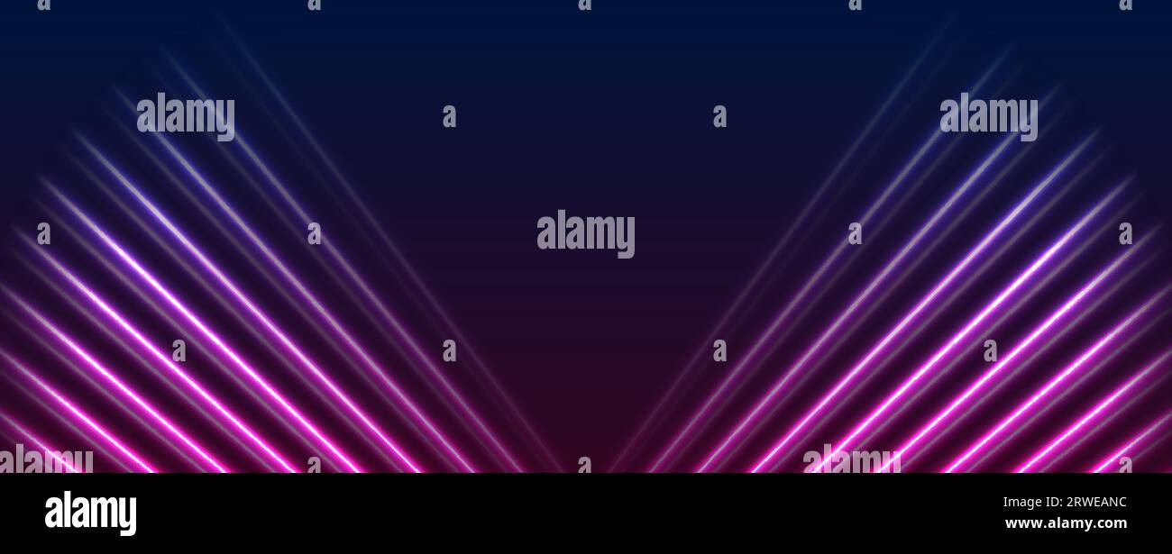 Blue and ultraviolet neon laser lines. Abstract technology retro ...