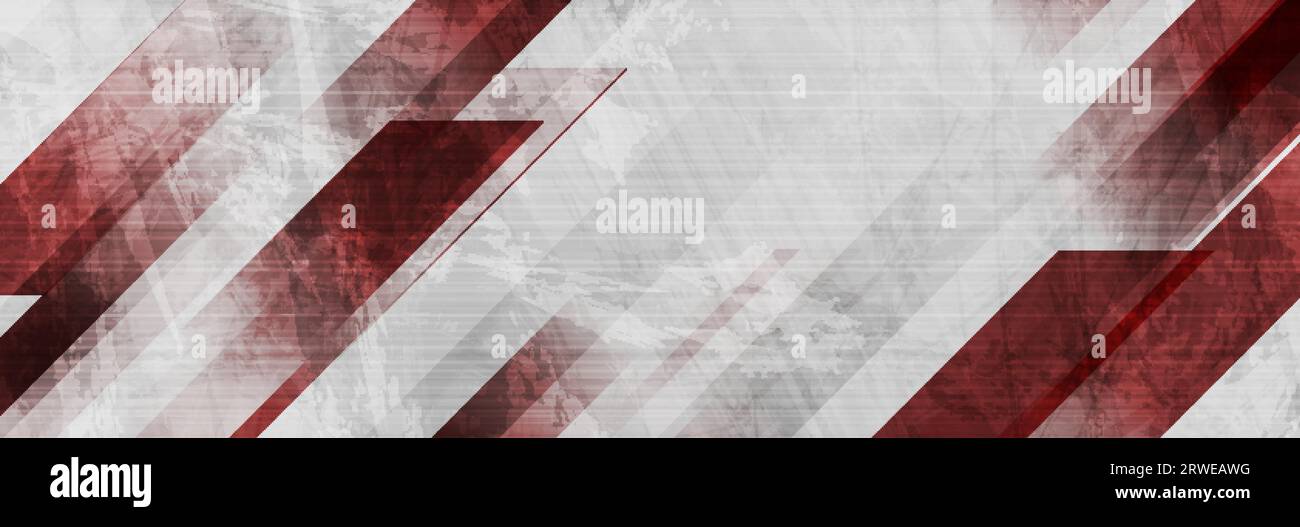 Dark red and grey grunge stripes abstract banner design. Geometric tech ...