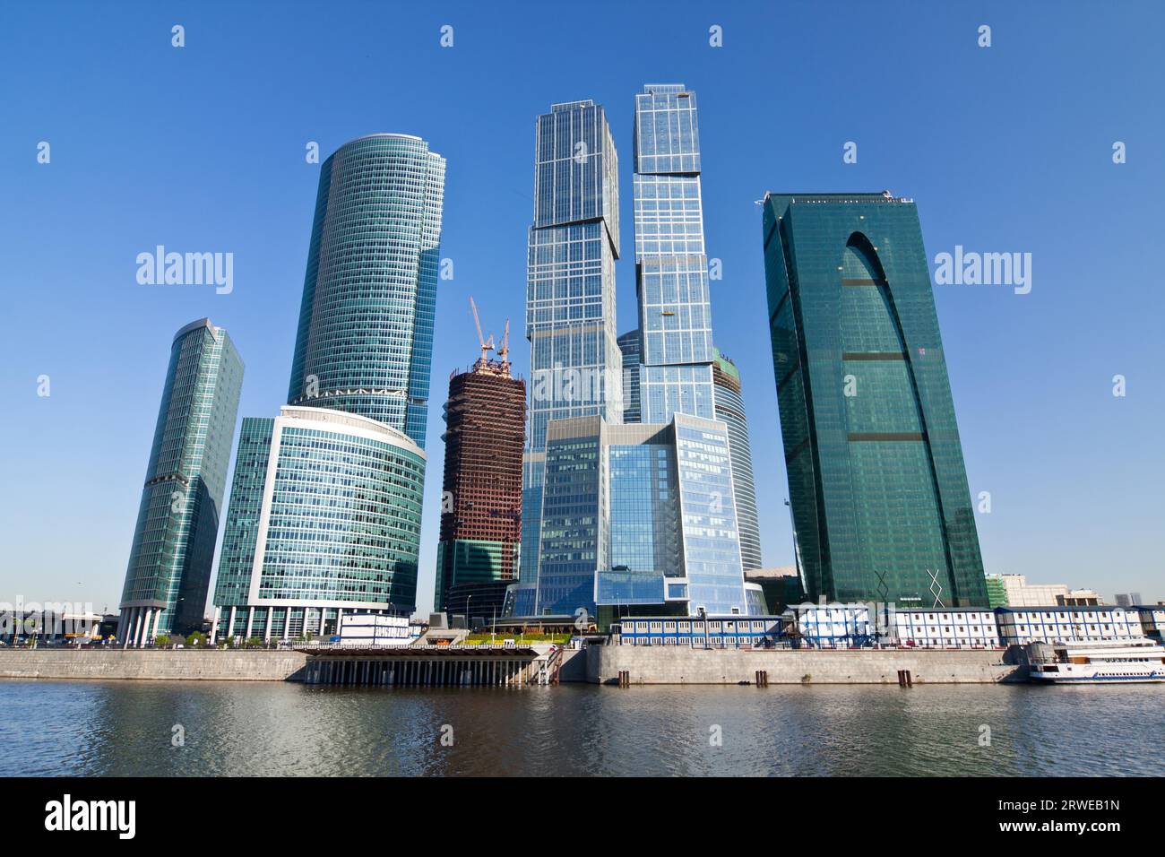 Skyscrapers of Moscow city under blue sky with clouds Stock Photo - Alamy