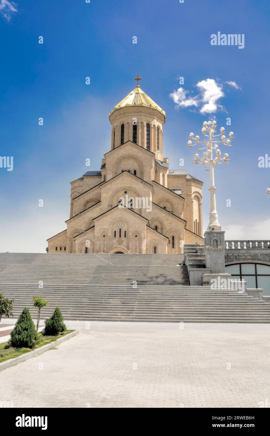 Front view of Sameba Cathedral in the capital of Georgia, Tbilisi Stock ...