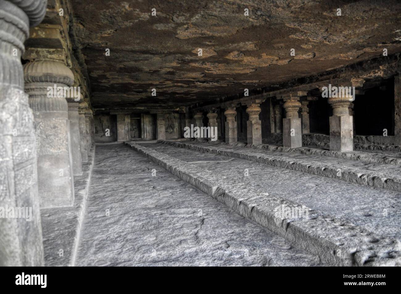 Inside of Ellora caves, unseco archaeological site in India Stock Photo ...