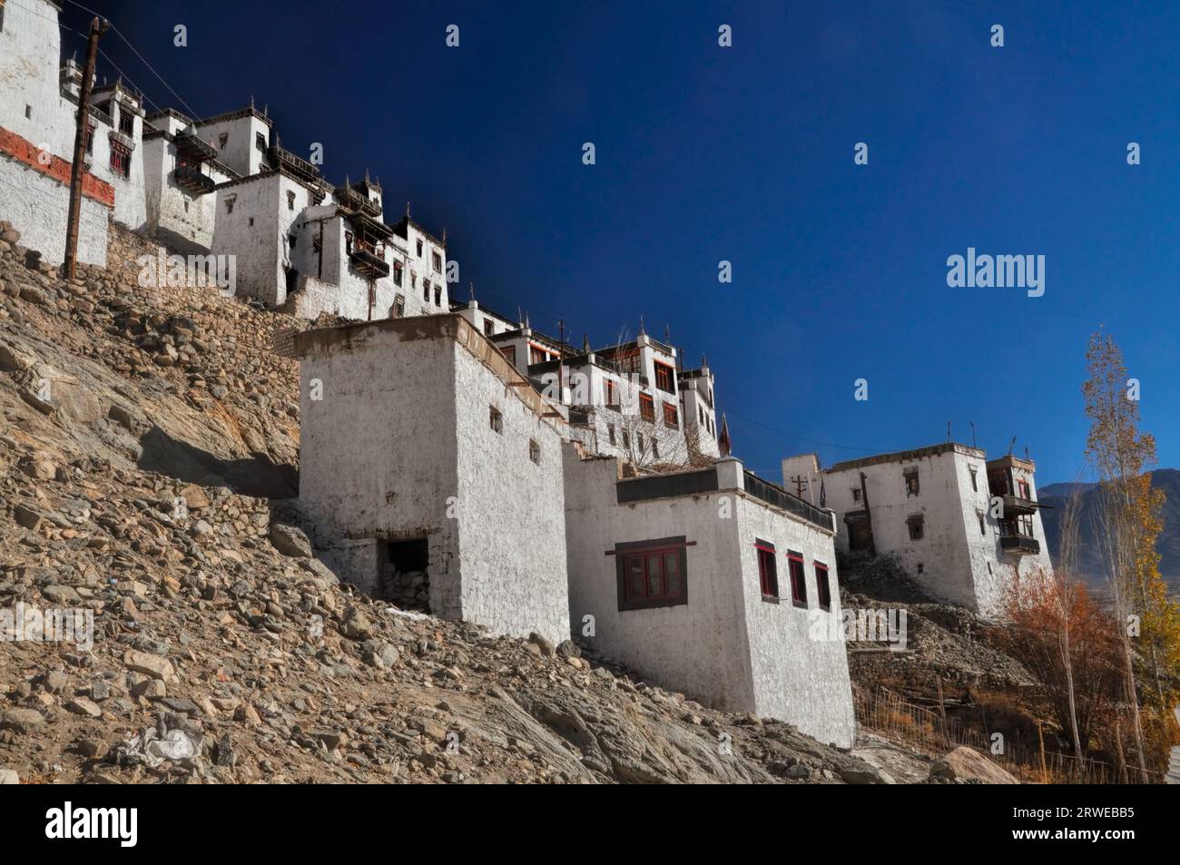 Side-view of the Thiksey monastery buildings in Ladakh, India Stock ...