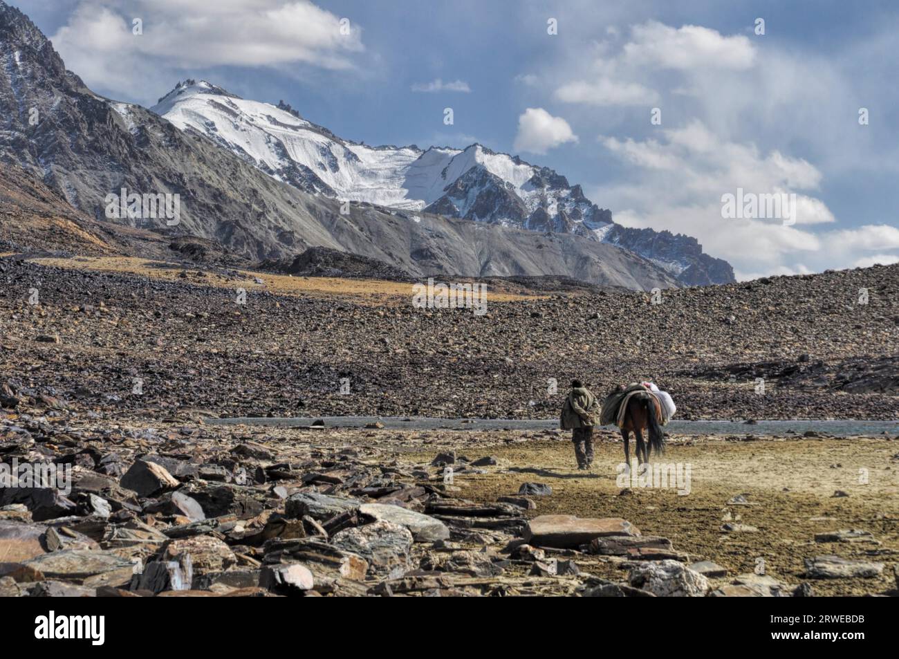 Picturesque rocky valley in Pamir mountains in Tajikistan Stock Photo ...