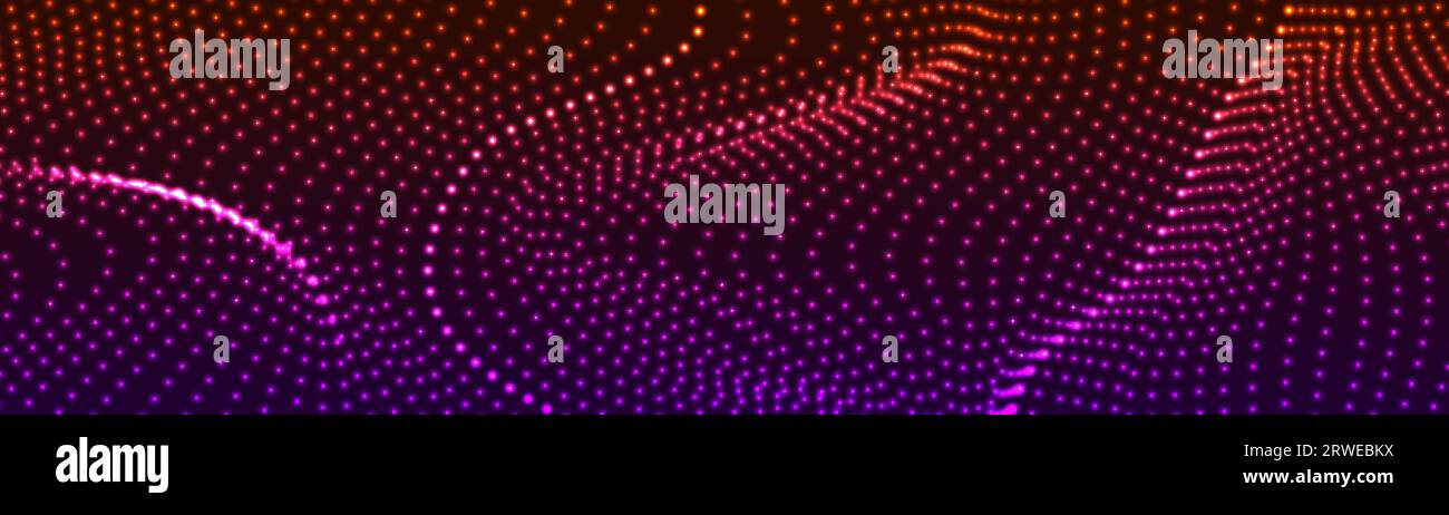 Futuristic refracted dotted lines waves abstract banner design. Orange ...
